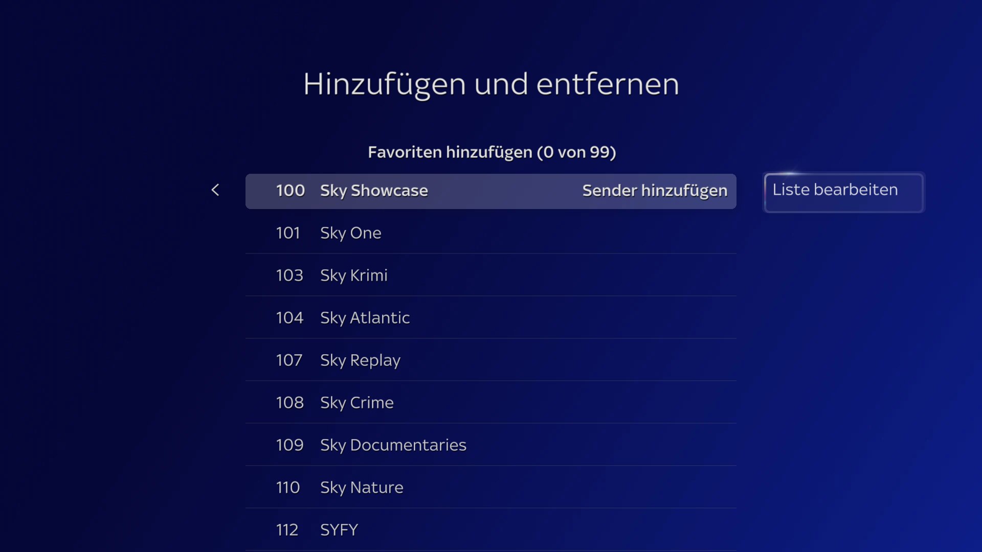 Favoriten auf der Sky Stream Box bearbeiten | Sky